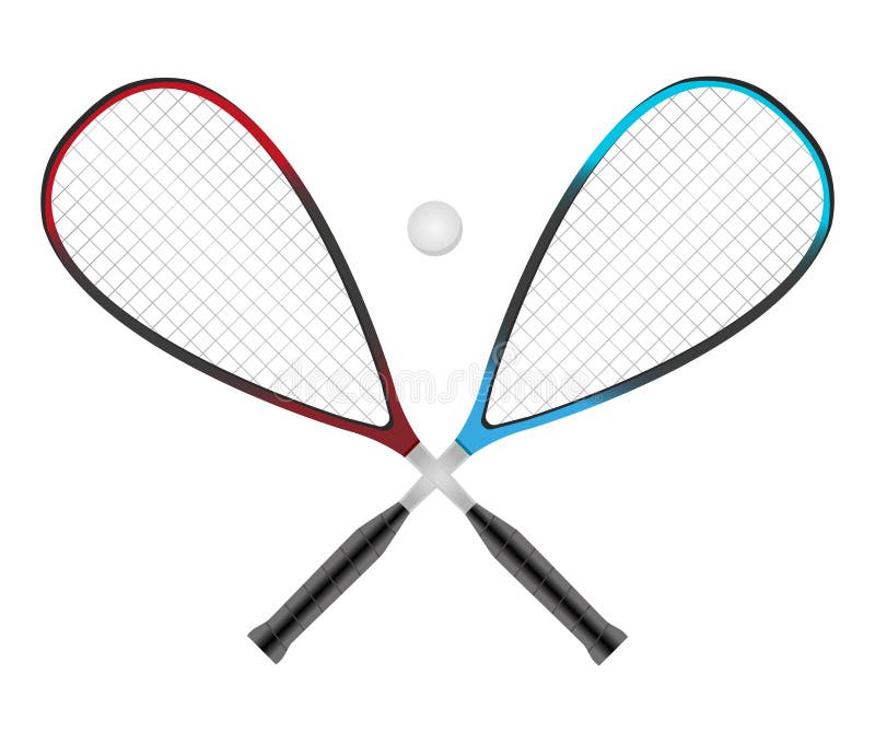 Squash Rackets with Ball on White Background. Squash Crossed Rackets ...