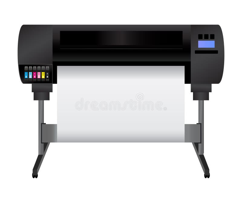 Vector Illustration of Large Inkjet Plotter Printer for Printing Many ...