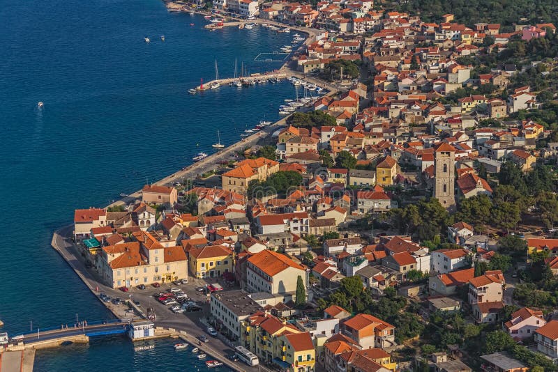 Tisno aerial stock image. Image of europe, mediterranean - 27853087