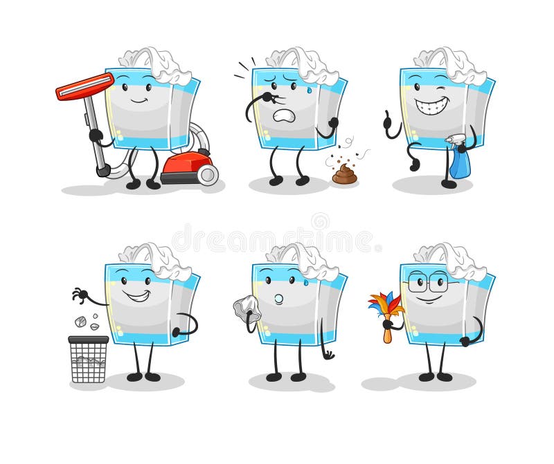 Tissue Box Cleaning Group Character. Cartoon Mascot Vector Stock Vector ...