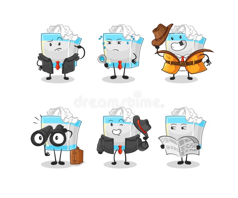 Tissue Box Detective Group Character. Cartoon Mascot Vector Stock ...