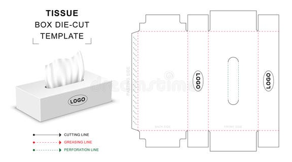 Tissue Box Die Cut Template Stock Vector - Illustration of blueprint ...