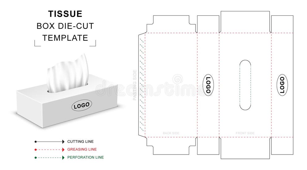 Tissue Box Die Cut Template Stock Vector - Illustration of blueprint ...