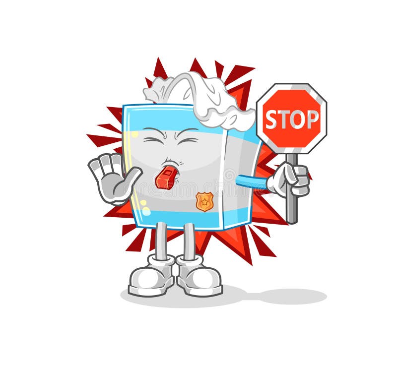 Tissue Box Holding Stop Sign. Cartoon Mascot Vector Stock Vector ...