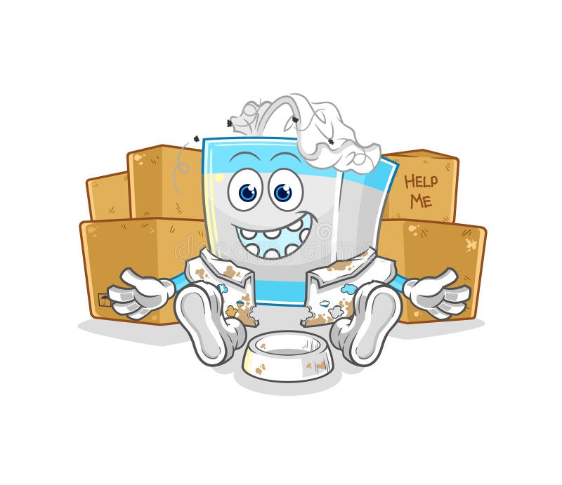 Tissue Box Homeless Character. Cartoon Mascot Vector Stock Vector ...