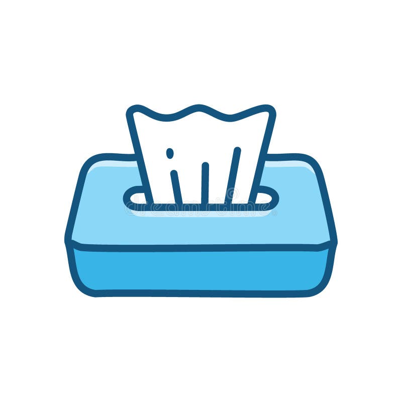Tissue Box Icon. Blue Outline Icon of a Tissue Box with a Single Tissue ...