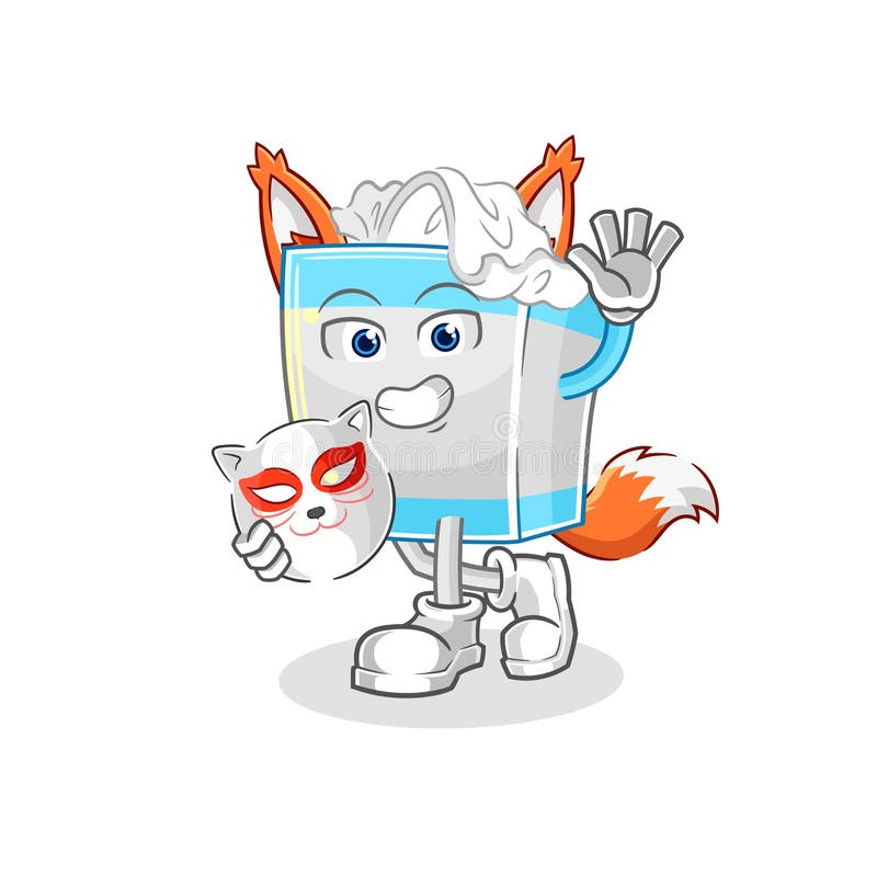 Tissue Box Japanese Fox Character. Cartoon Mascot Stock Vector ...