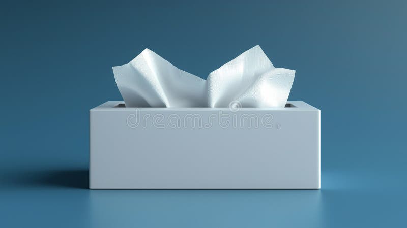 Clean White Tissue Box Sits on a Smooth Blue Surface, Showcasing ...