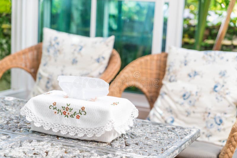 Tissue box on table stock photo. Image of decoration - 113037900