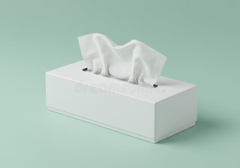 Tissue Box with Tissues on Green Background for Hygiene Purposes Stock ...