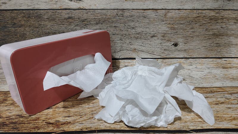 Tissue Box, with Used Tissue Waste Scattered Around Stock Image - Image ...