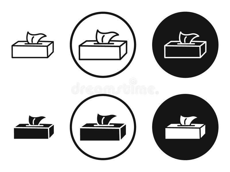 Tissue Box Vector Icon Set in Black and White Outlines Stock Vector ...