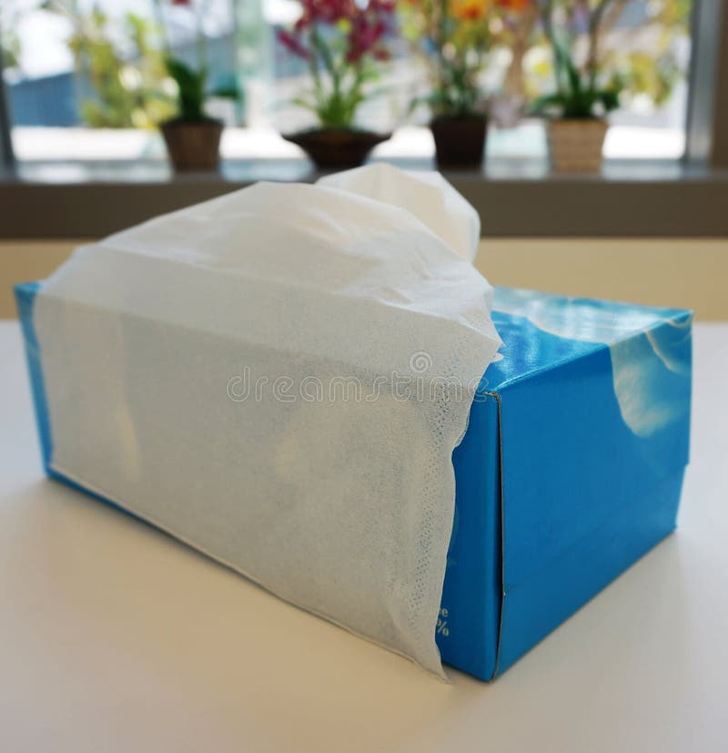 Tissue box on white table stock photo. Image of cleaner - 52126232