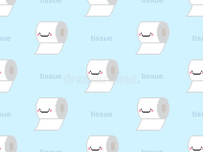 Tissue Seamless Pattern on Blue Background. Pixel Style Stock Vector ...