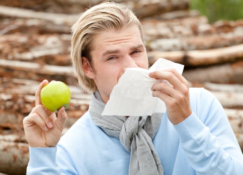 Tissue man apple stock photo. Image of blond, food, allergy - 20566016