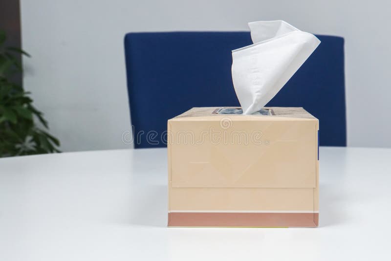 Tissue Paper Box on White Office Table Stock Image - Image of interior ...