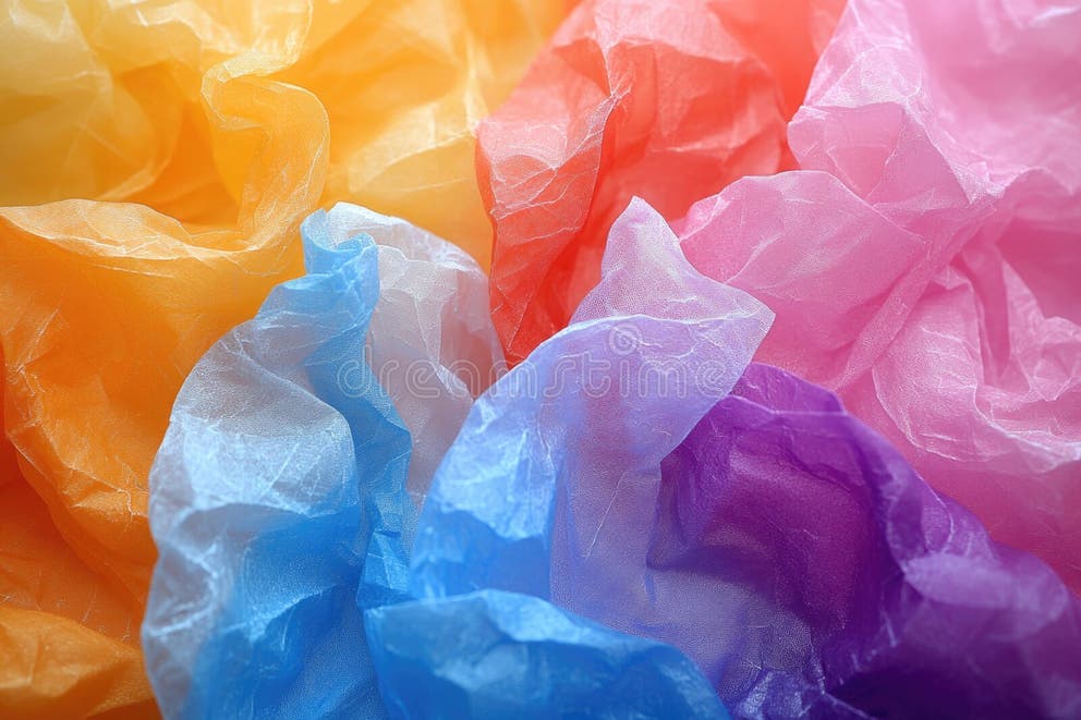 Tissue Paper in Focus, Various Textures and Patterns Visible Stock ...