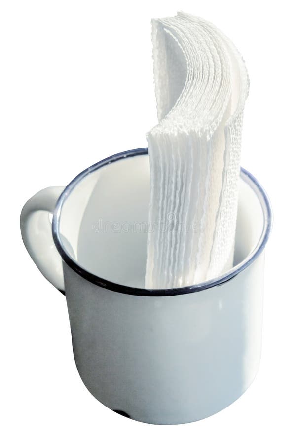 Tissue Paper in a Metal Cup Isolated with Clipping Path Stock Image ...