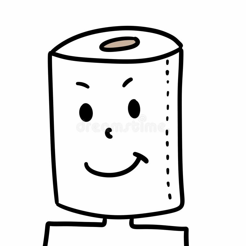 Tissue Roll Man Cartoon on White Background Stock Illustration ...