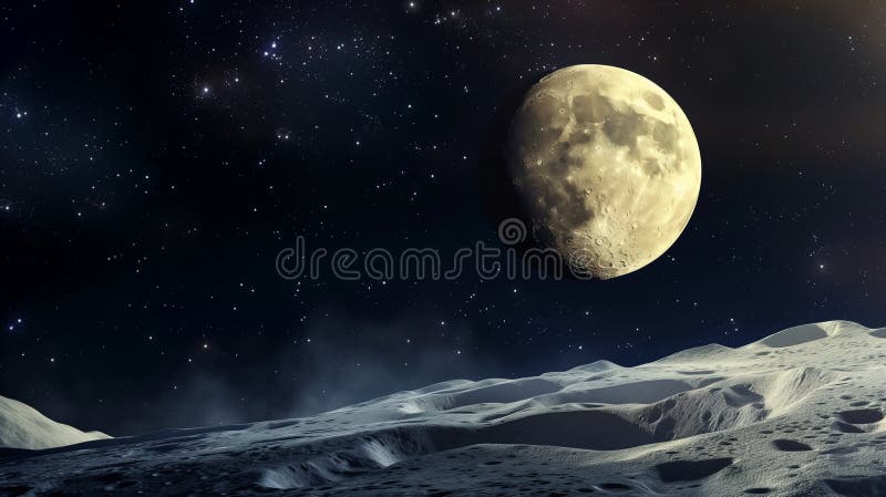 Titan Moon in Space Realistic 3D Render Stock Illustration ...