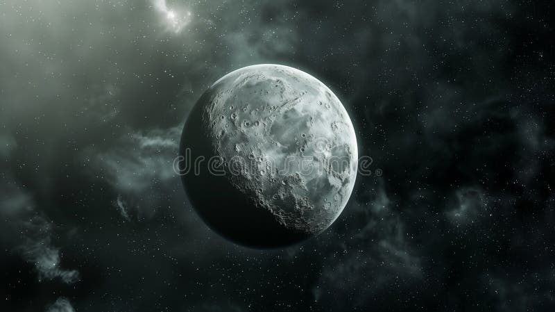 Titan Moon in Space Realistic 3D Render Stock Illustration ...