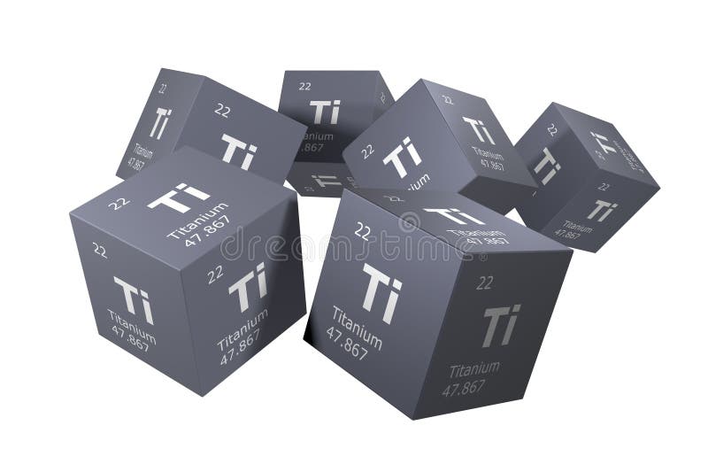 Titanium, 3D Rendering of Symbols of the Elements of the Periodic Table ...