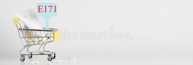 Titanium Dioxide, E171, Dangerous Additive Concept. Gum, Pills ...