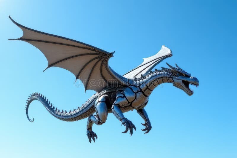 Titanium Dragon Soaring through the Sky Stock Illustration ...