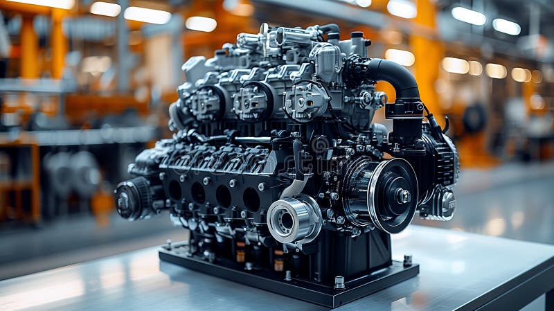 Titanium Engine Rests on Factory Table, Part of Automotive Design ...