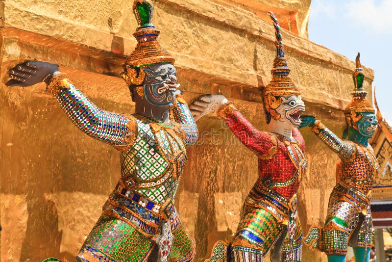 Titans and Monkey Decoration Stock Photo - Image of statue, asia: 23607452