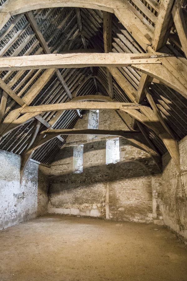 Tithe Barn Interior stock image. Image of history, shadows - 73947605