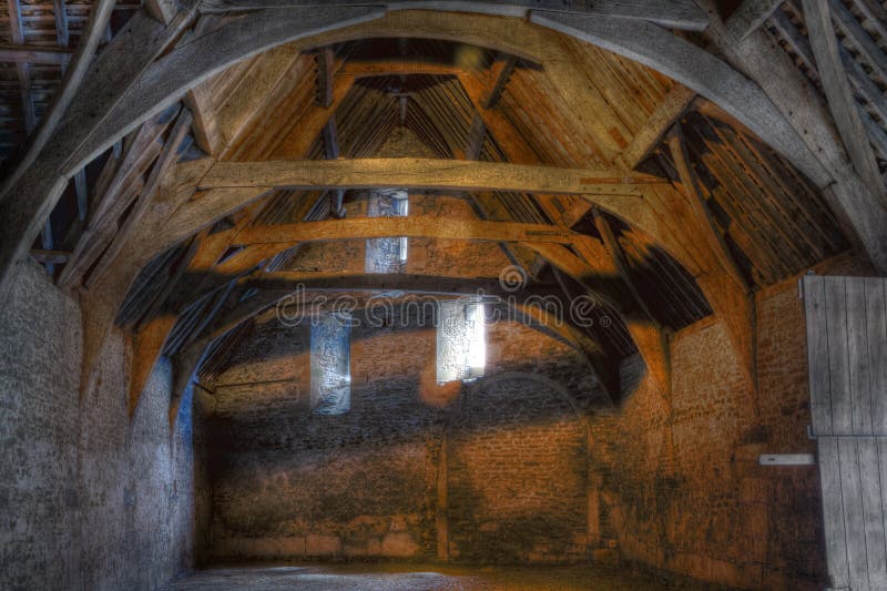 Interior of Tithe Barn, Near Bath, England Stock Photo - Image of ...