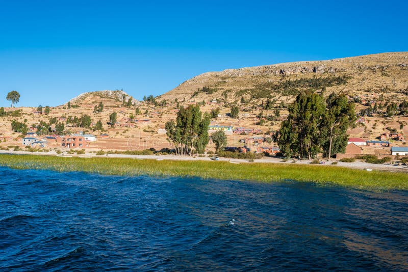 Titicaca Lake Shoreline Peruvian Andes at Puno Peru Stock Image - Image ...