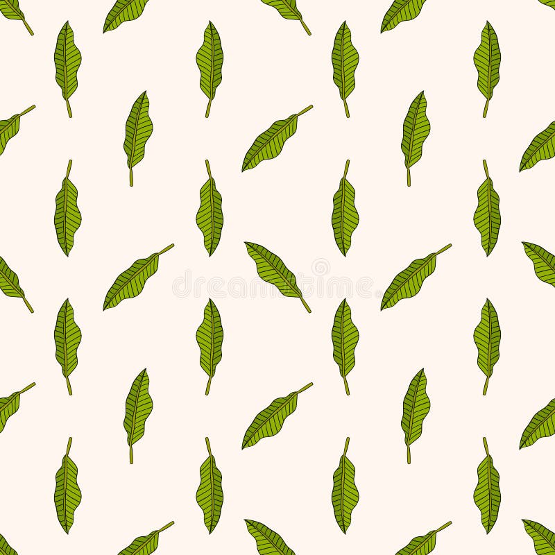 Cute Tropical Seamless Pattern with Hand Drawn Palm Leaves, Branches ...