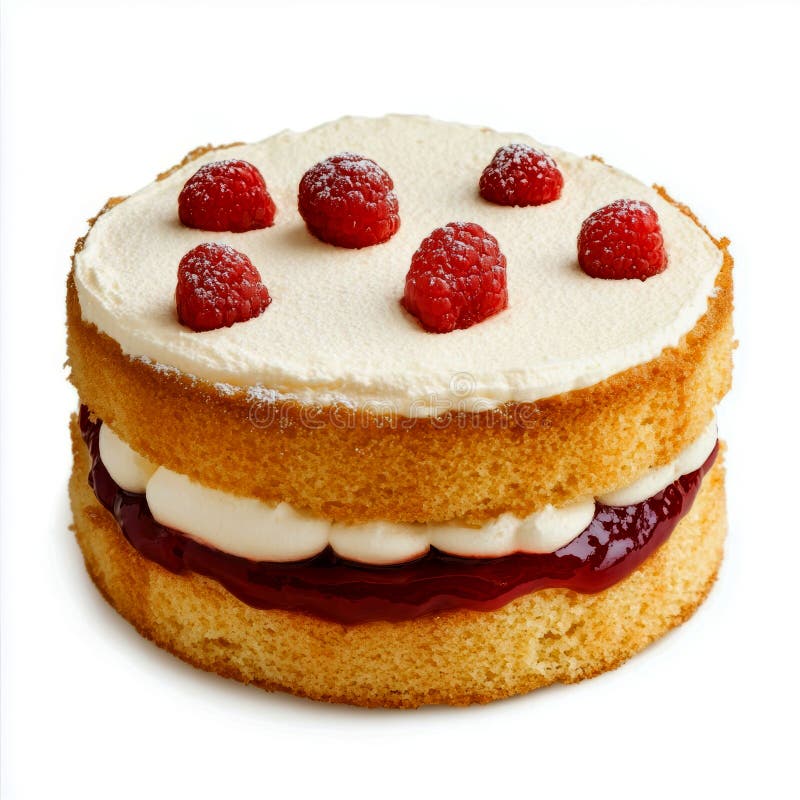 Title: Classic Victoria Sponge Cake with Raspberries Stock Photo ...