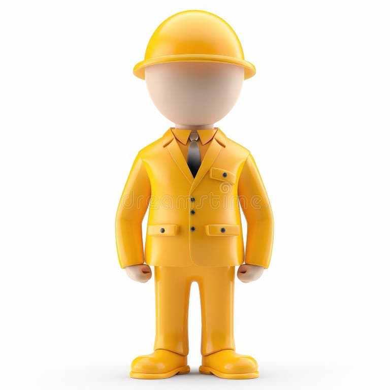 **Title:** Construction Worker 3D Model: Yellow Safety Suit and Helmet ...