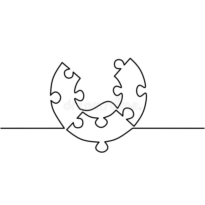 Continuous One Line Drawing of Puzzle Circle Stock Vector ...