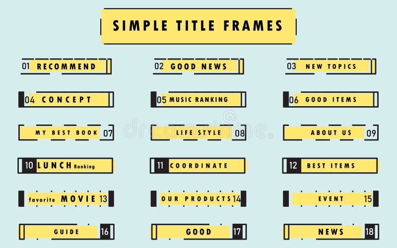 Title Design Set Simple Heading Frame Set Stock Illustration ...