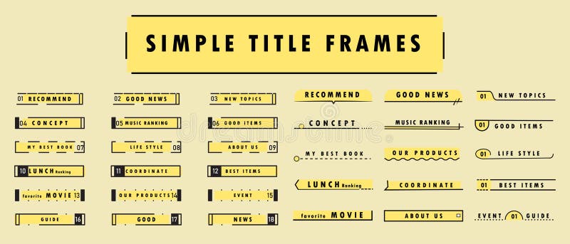 Title Design Set Simple Heading Frame Set Stock Illustration ...