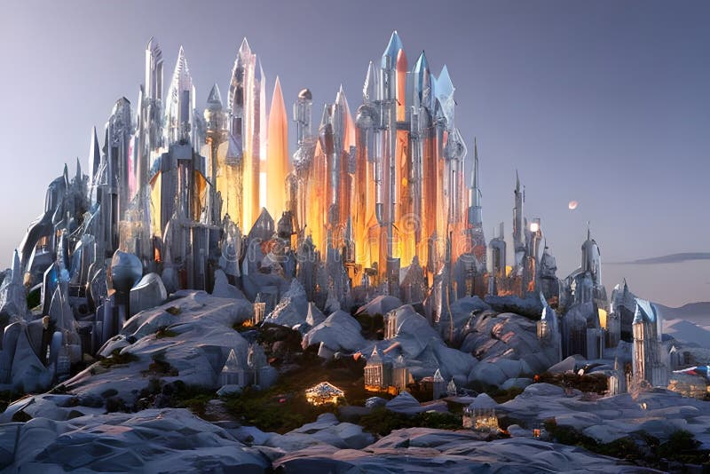 Emerald Metropolis: a Translucent Crystal City on the Moon with ...