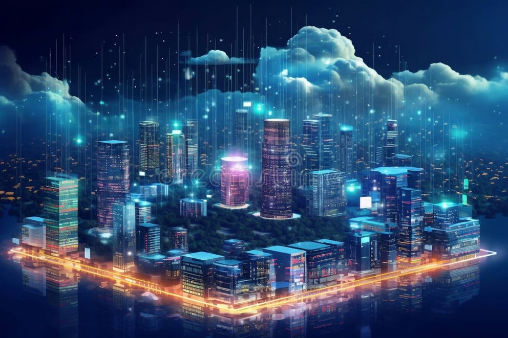 Title, Futuristic Cloud Computing Technology Concept with Cyber ...