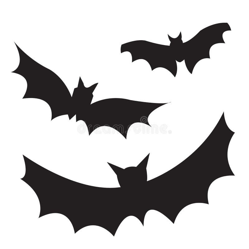 Bat Silhouette, Black Flying Bat Silhouette Isolated on White ...