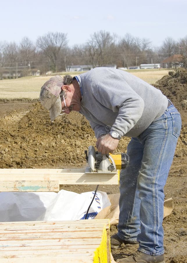 Construction Worker Laying Blockwork Stock Image - Image of middle ...