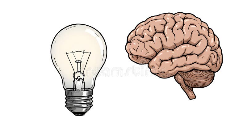 **Title:** Illuminating Ideas: Hand-drawn Light Bulb and Brain ...