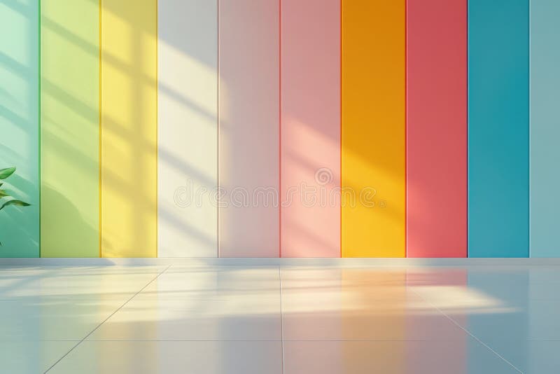 Vibrant Coworking Space with Row of PCs and Window Mockup Wall Stock ...