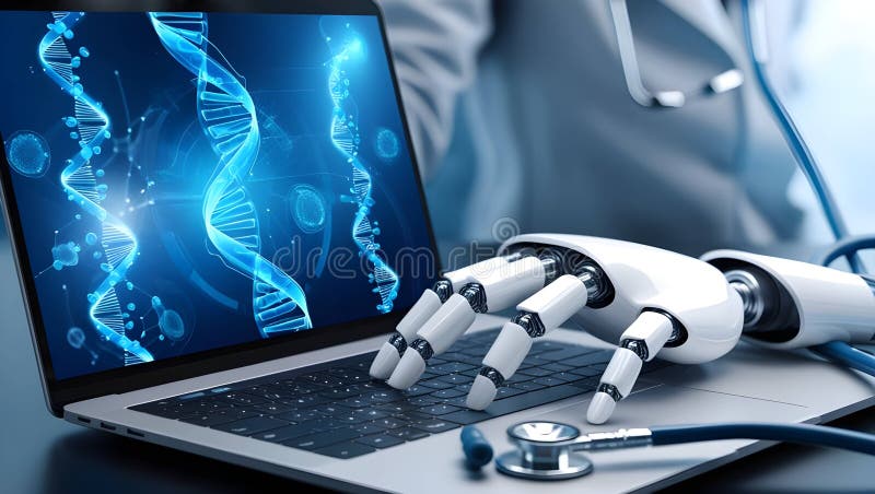 Title- Laptop Screen Displays a Digital Interface with Blue-toned ...