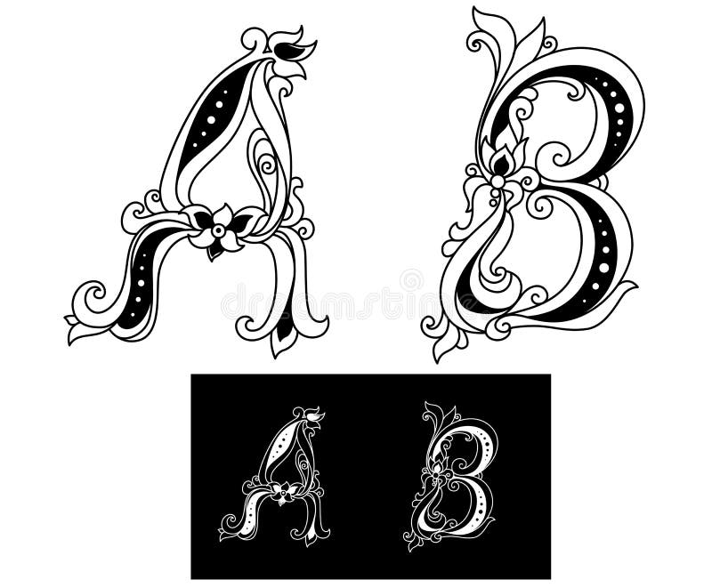 Title letters a and B stock vector. Illustration of flower - 32763519