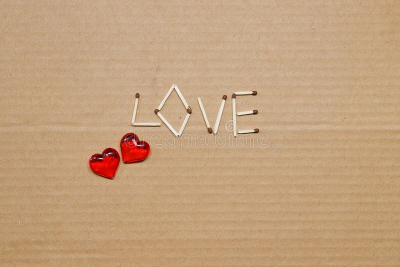 Title: Love from Matches. Two Red Hearts Stock Photo - Image of couple ...