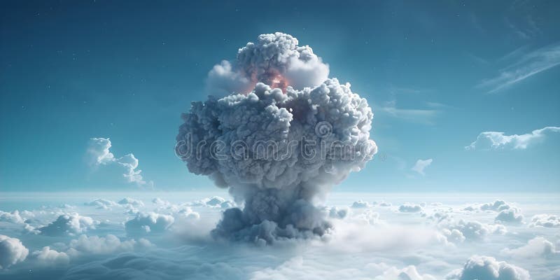 The Title: a Mushroom Cloud Forms in the Sky after a Powerful Explosion ...