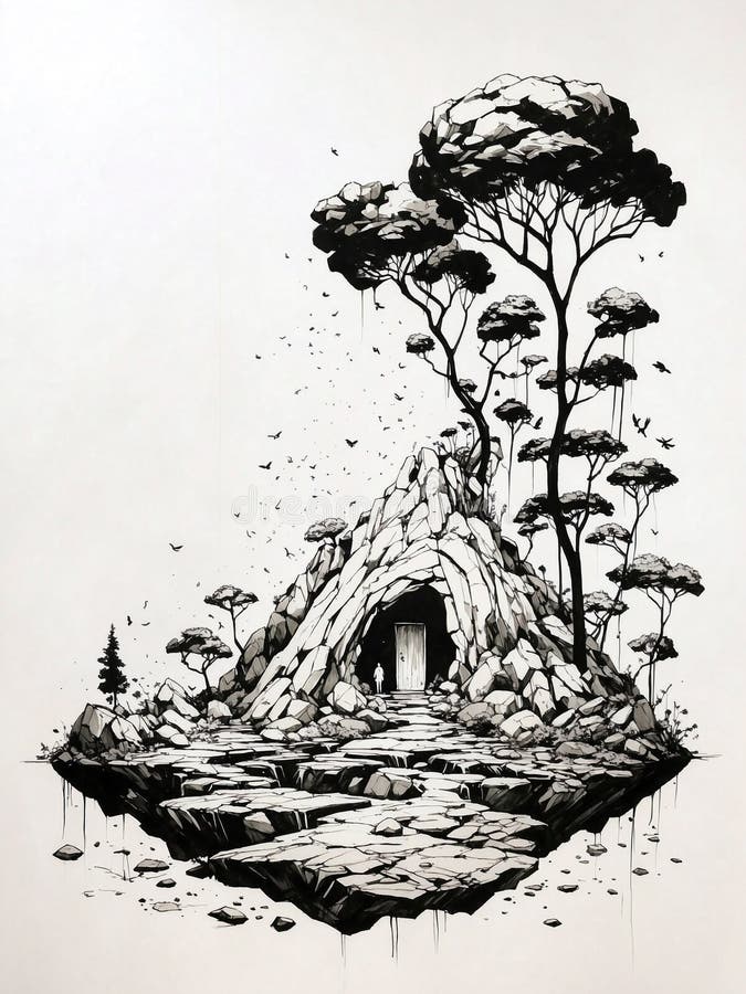 Mystical Floating Island with Ancient Gateway Stock Illustration ... Mystical Floating Island with Ancient Gateway Stock Illustration ...